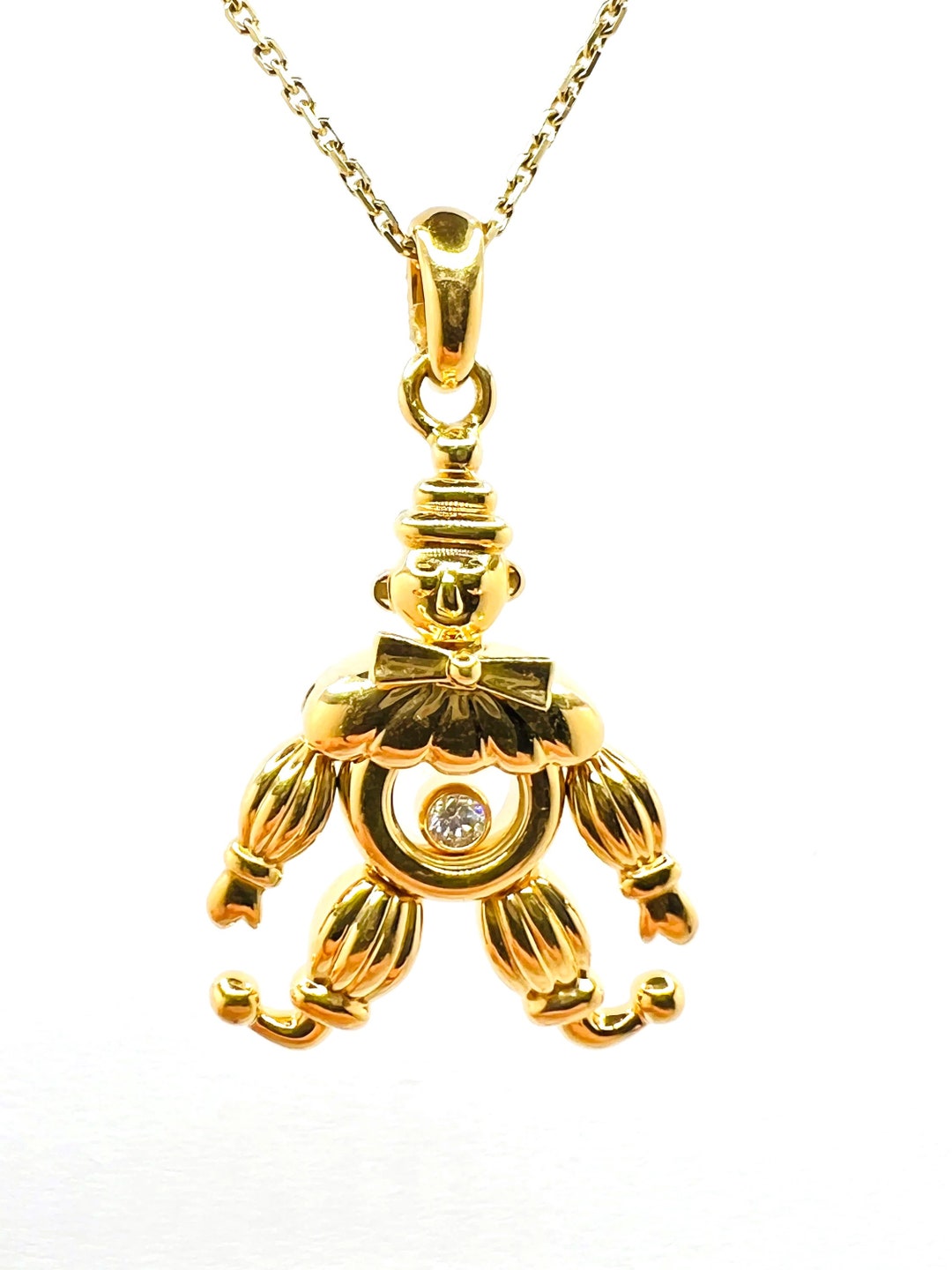 18K Yellow Gold Diamond 0.04ct Chopard Clown Charm Pendant - Etsy UK