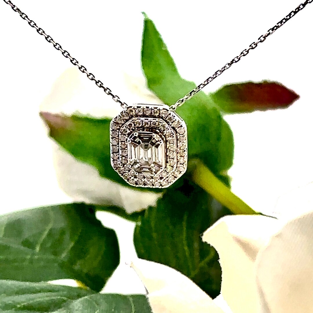 10K White Gold Diamond 1.00ct Pendant - Etsy