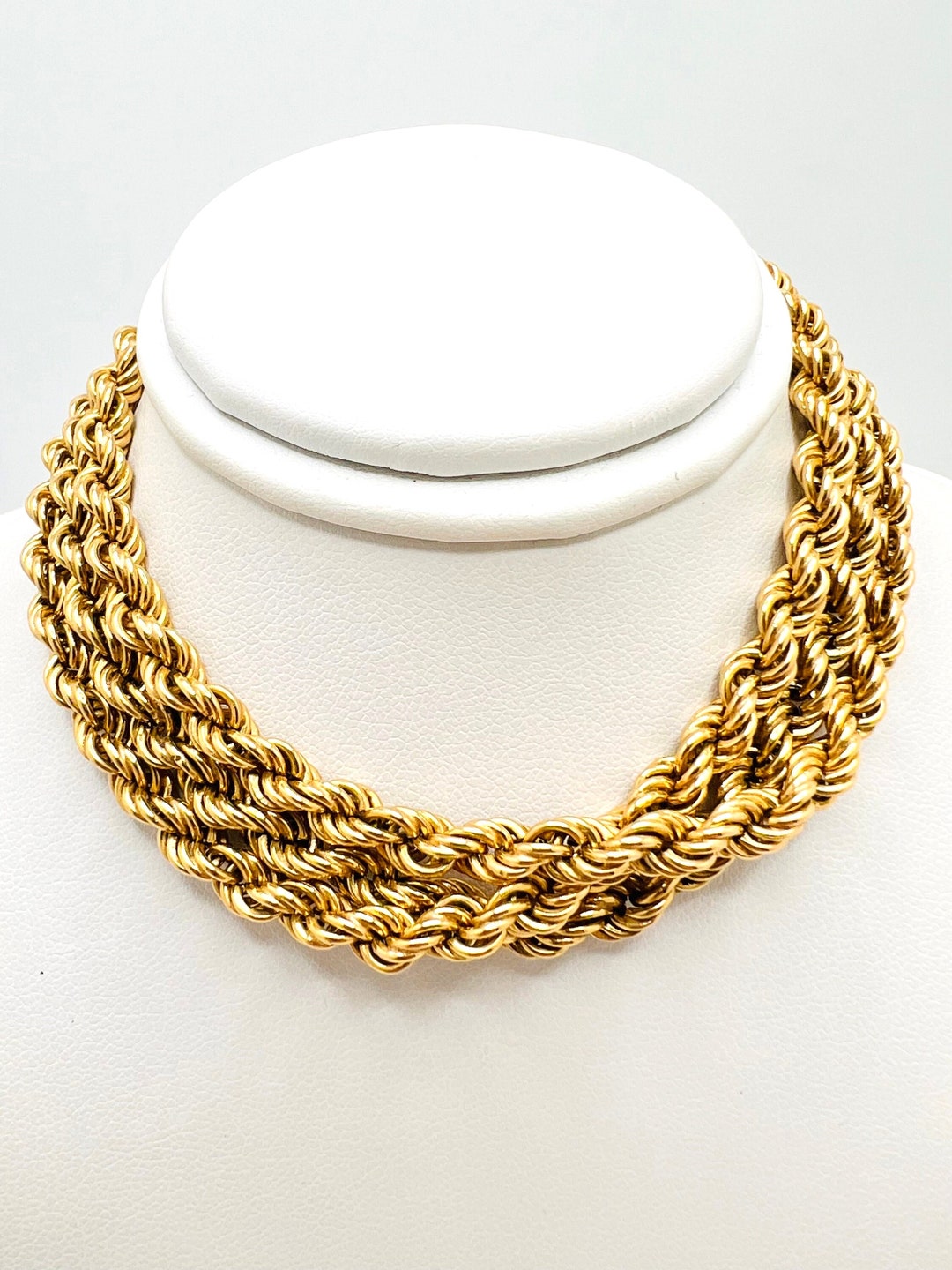 18K Yellow Gold Twisted Rope Chain 27 Inches - Etsy
