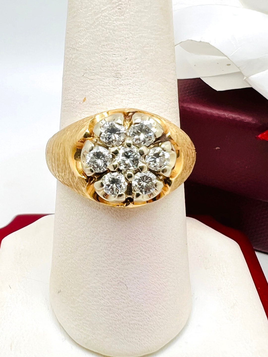 14K Yellow Gold Diamond 0.50ct Flower Ring Size 8.5 - Etsy