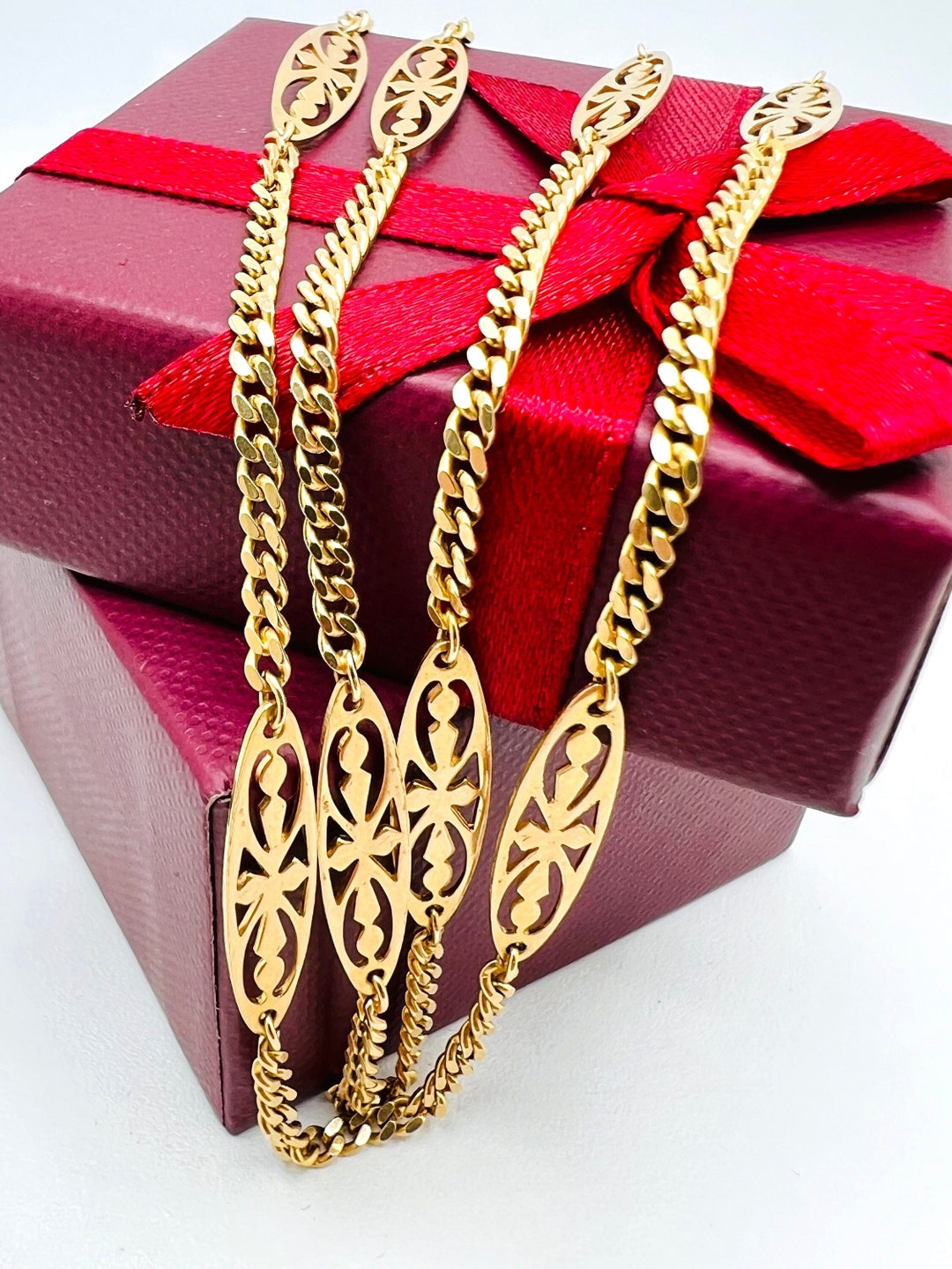 14K Yellow Gold Necklace Chain 24 Inch - Etsy