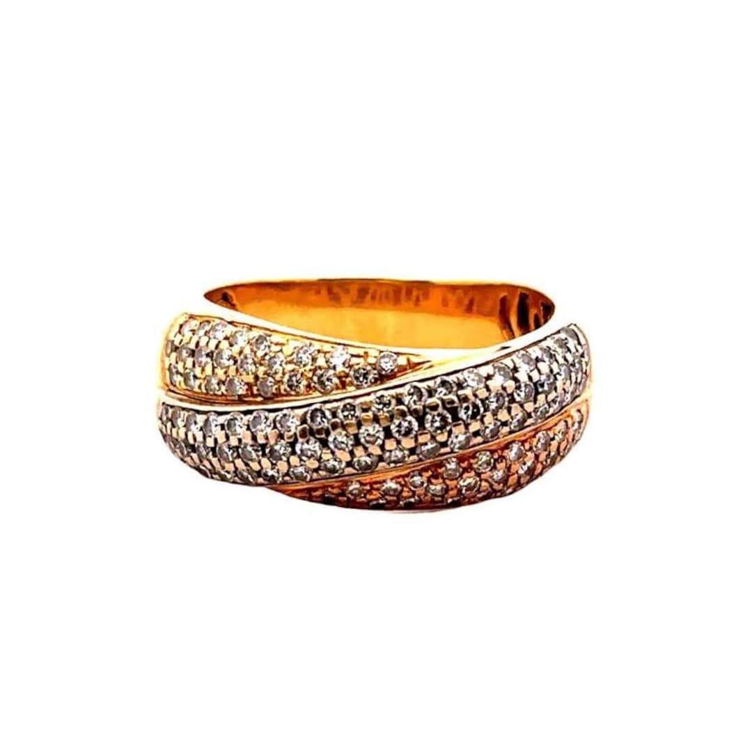 Vintage 18K Yellow Tri-color Pave Diamond 2.00ct Ring Size 7.75 - Etsy
