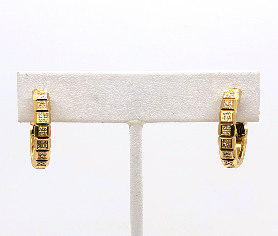 CHOPARD Diamond Hoop Earrings, 18K Yellow Gold - Etsy