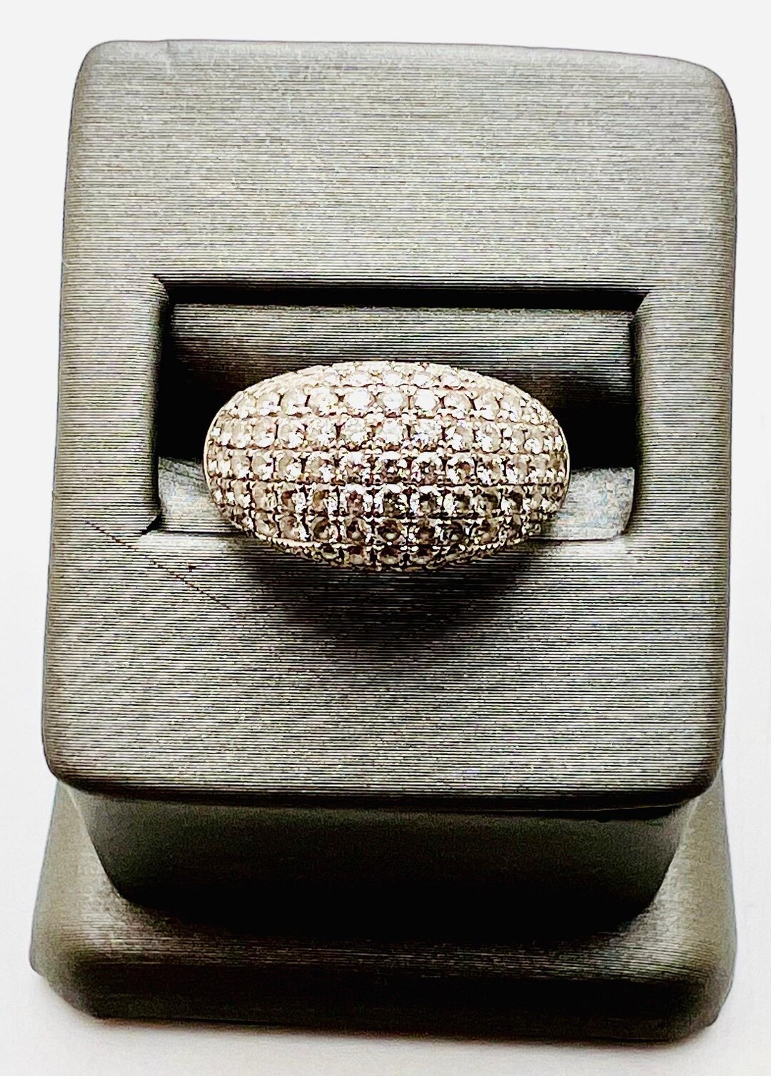 18K White Gold Pave Diamond 1.80ct Dome Shaped Ring Size 5.25 - Etsy