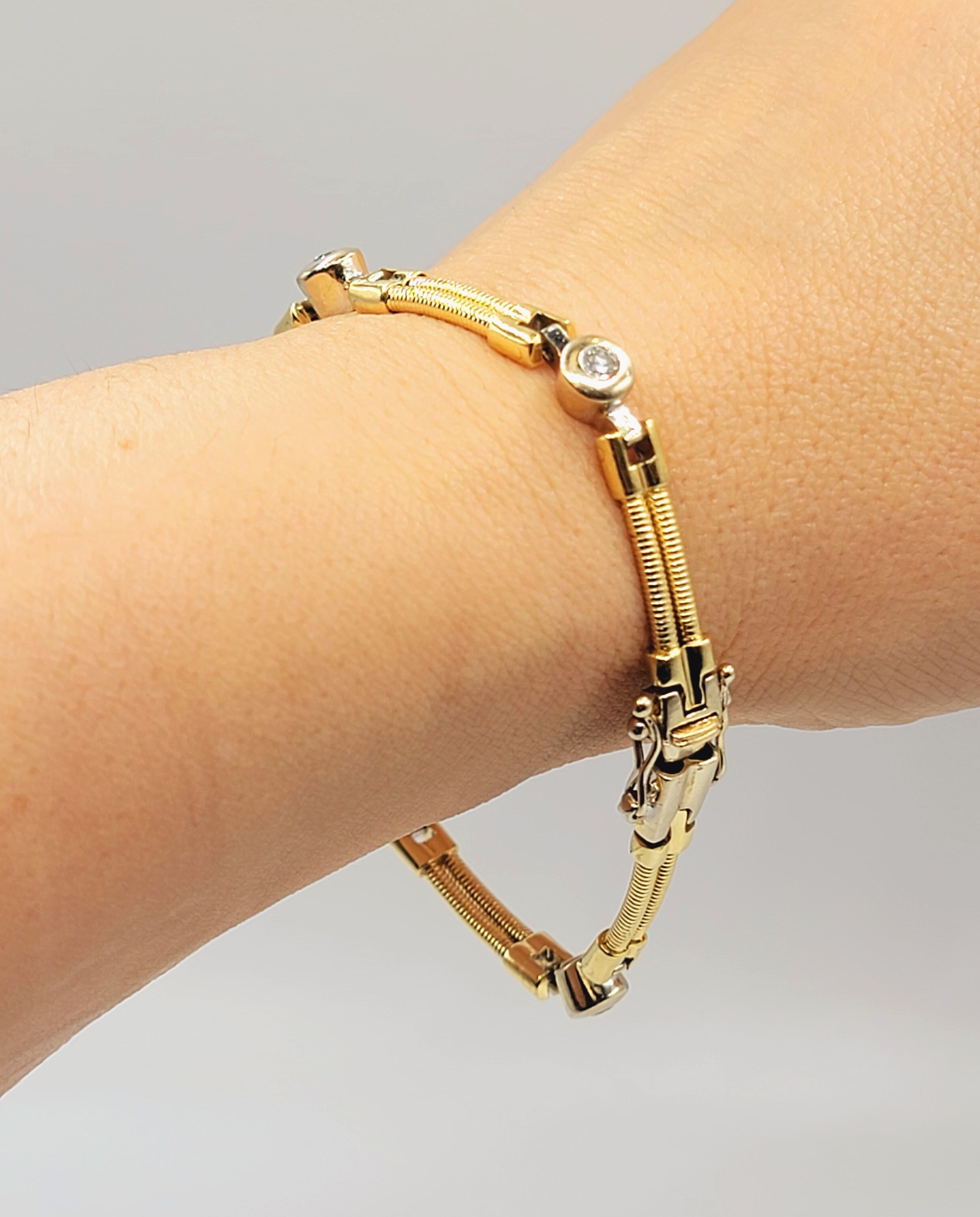 14K Solid Yellow Gold Diamond 1.00ct Bracelet Size 7.5 - Etsy