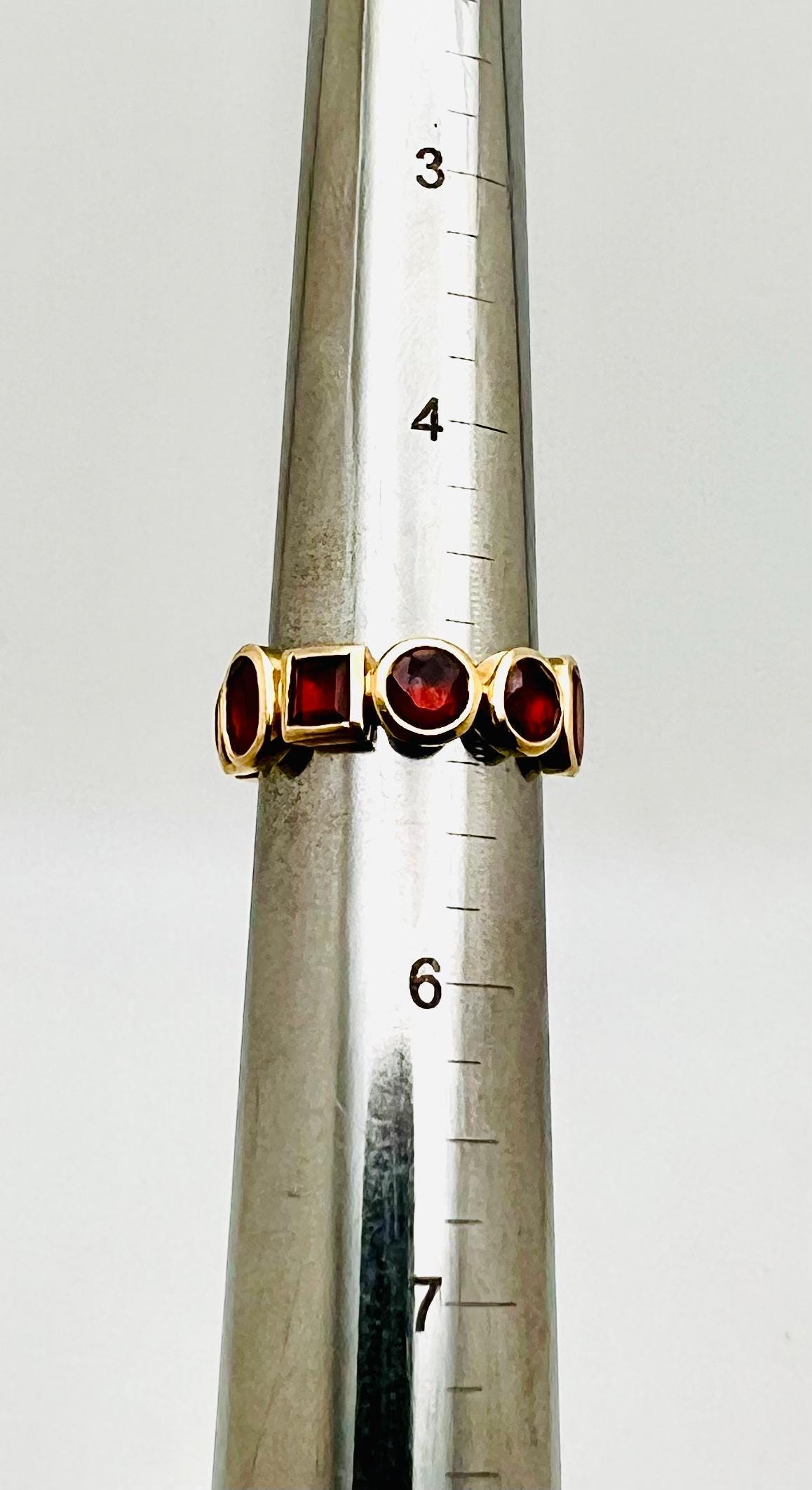 14K Yellow Gold Multi Cut Bezel Set Garnet Eternity Band Ring Size 5 - Etsy