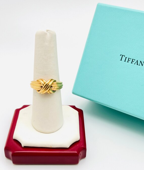 Vintage Tiffany Co Signature X 18K Yellow Gold Ring Size 7.5