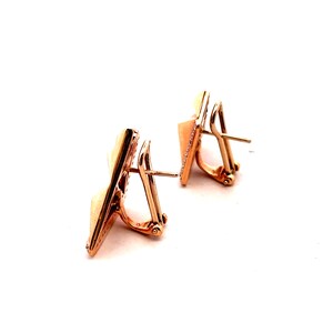 Vintage Triangle Diamond 0.57ct Omega Back Earrings in 18K Yellow Gold ...