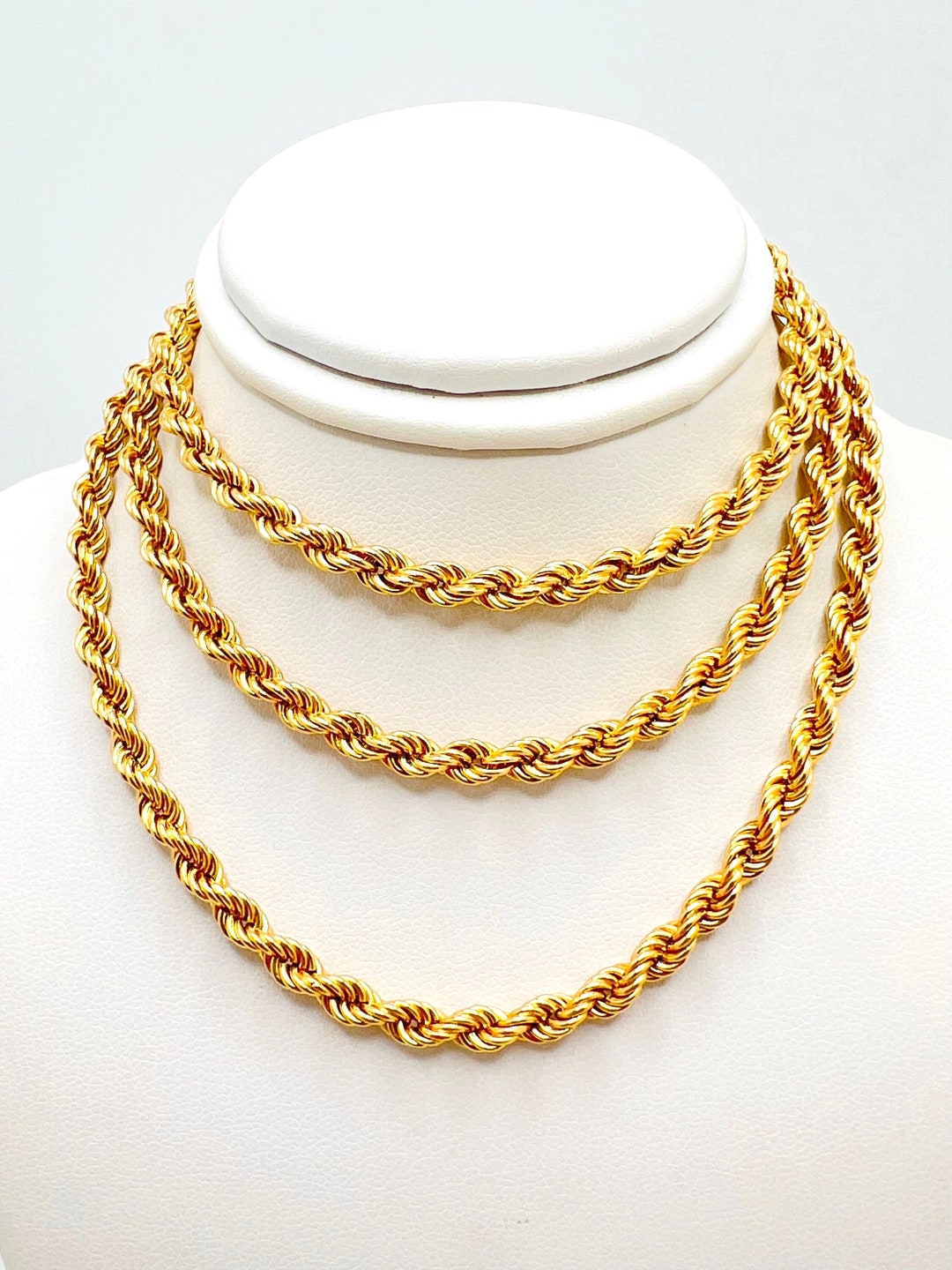 14K Yellow Solid Gold Rope Men’s Chain 27.5 Inches - Etsy