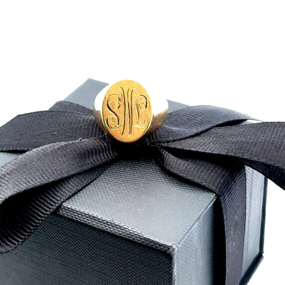 14K Yellow Gold Men’s Oval Signed Monogram Ring Size … - Gem