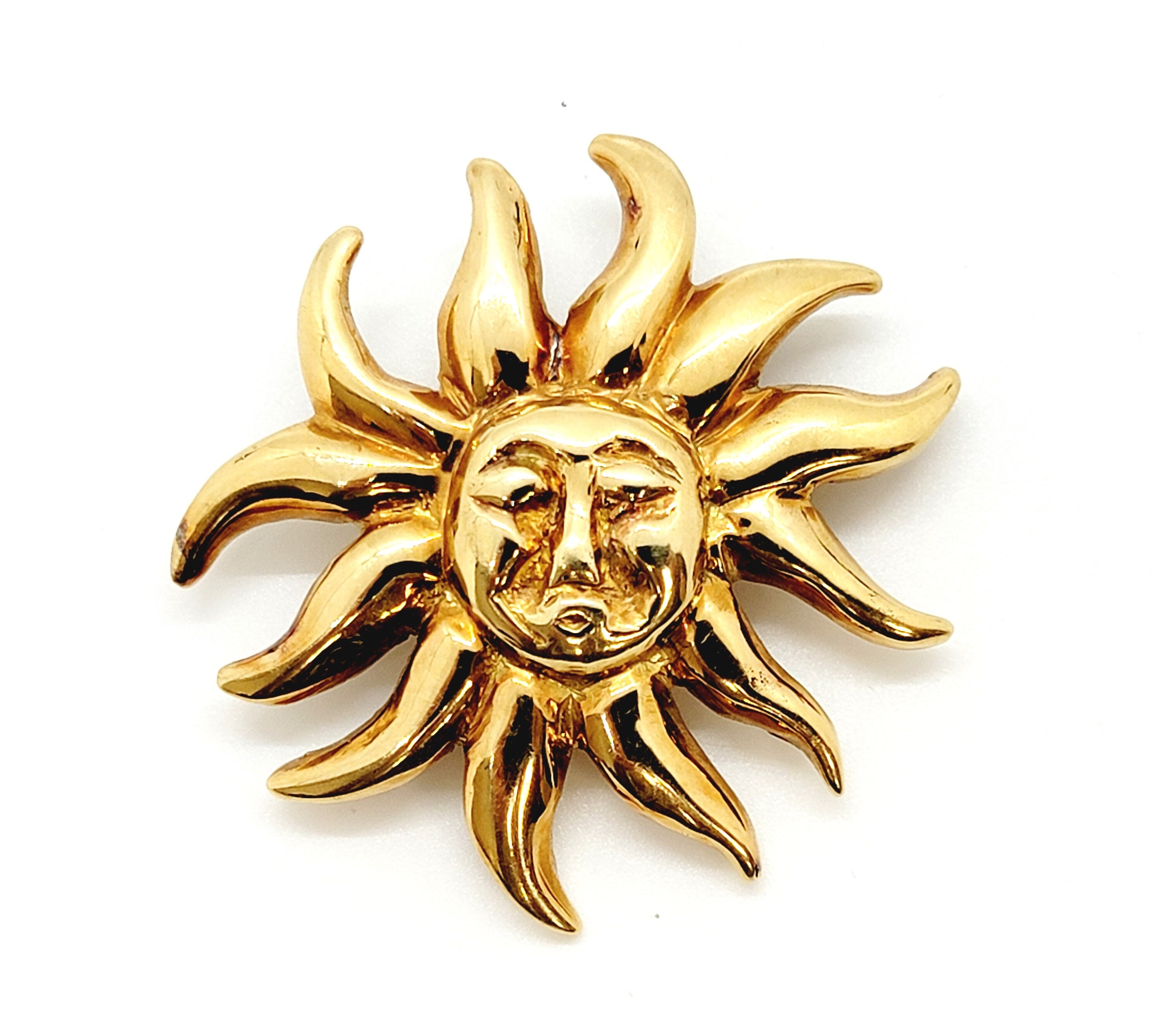 Sun Pin Brooch 18K Solid Yellow Gold - Etsy