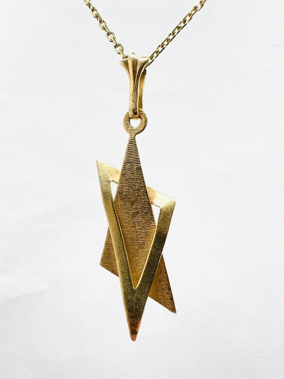 14K Solid Yellow Gold Jewish Star Pendant Necklace - Gem
