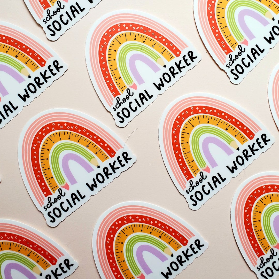 School Social Worker Rainbow Sticker, Social Work Gift, MSW Sticker ...