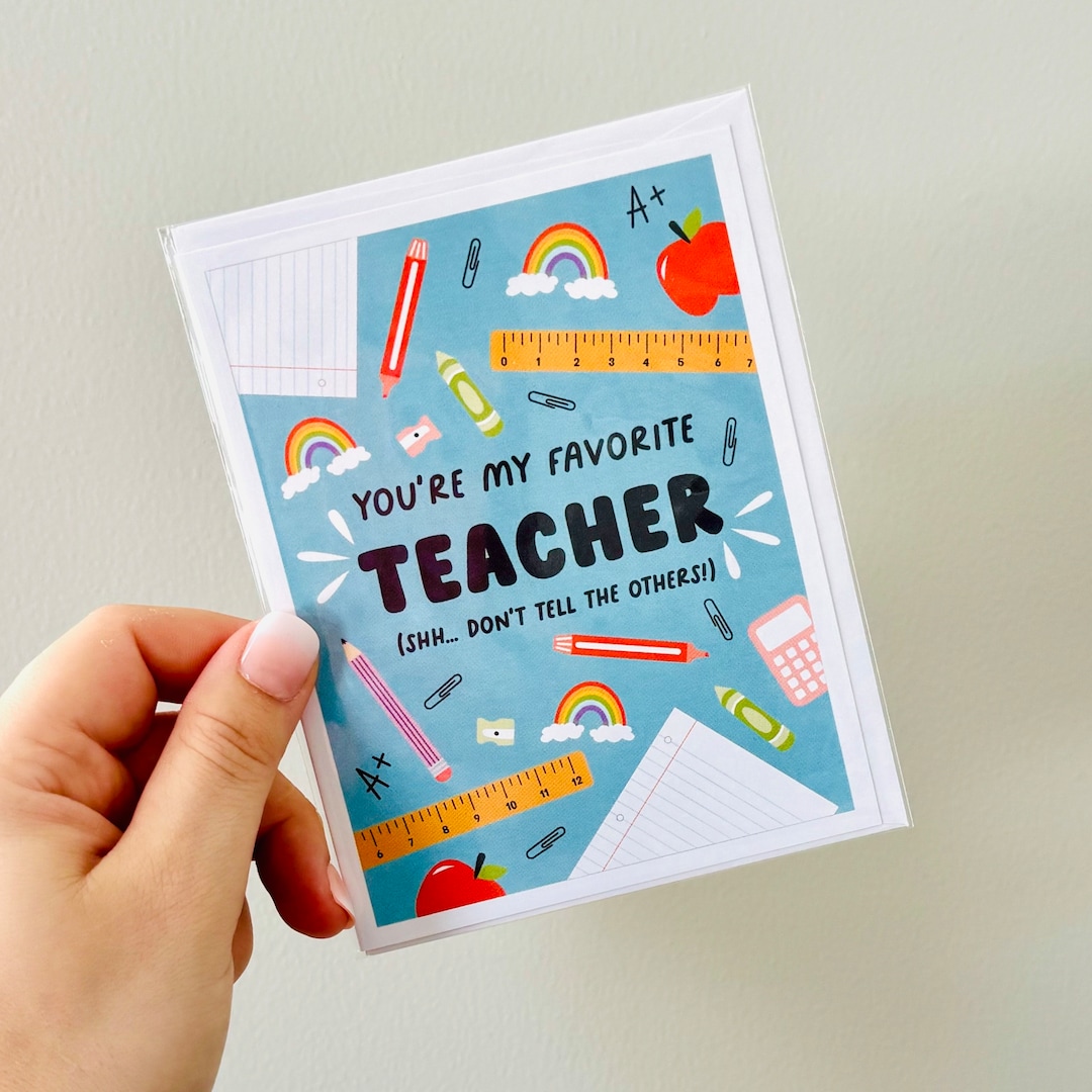 My Favorite Teacher Appreciation Thank You Card, Gift for Teacher, Back ...