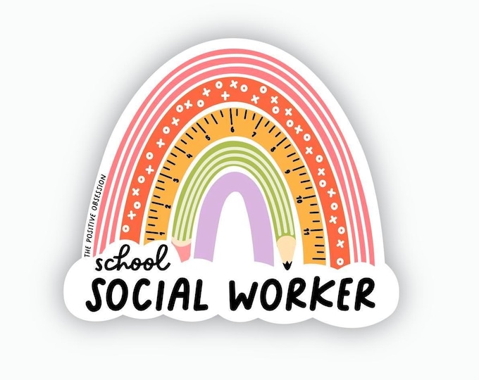 Rainbow School Social Worker Vinyl Sticker: Appreciation Gift - Etsy