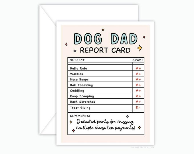 Funny Dog Dad Report Card Greeting Card, Fur Baby Gift, Dog Mom Card ...
