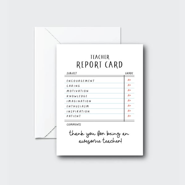 Teacher Report Greeting Card - Etsy