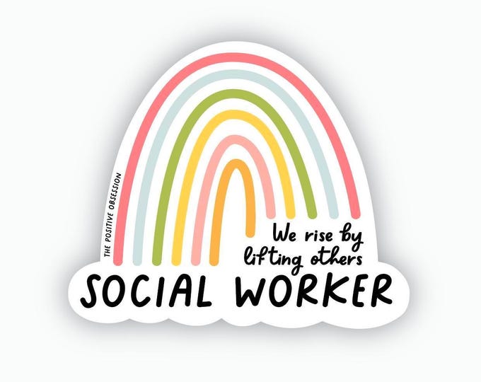 Rainbow Social Worker Sticker: Weatherproof Vinyl, MSW Gift - Etsy