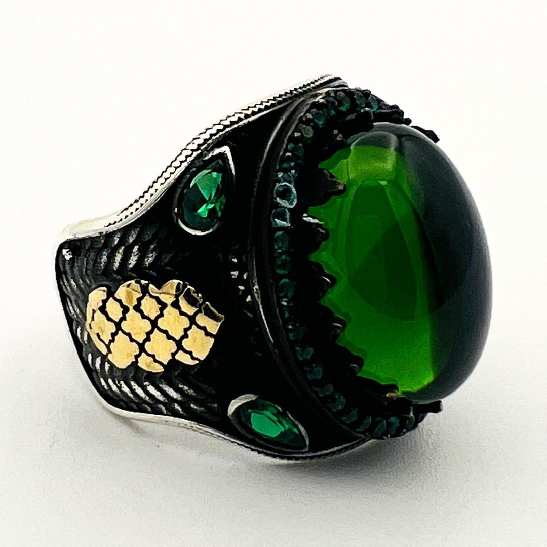 Mens Agate Stone Ring , Turkish Handmade Ring, Silver Ottoman Style ...