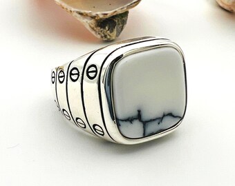 White Stone Ring Man - Etsy