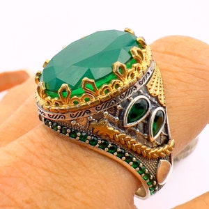 Green Oval Tourmaline Stone Mens Ring Turkish Handmade Ring - Etsy