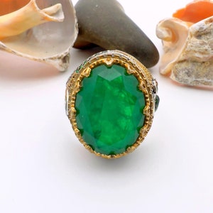 Green Oval Tourmaline Stone Mens Ring Turkish Handmade Ring - Etsy