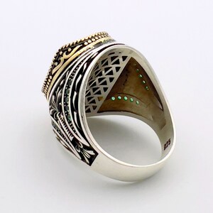 Mens Green Emerald Stone Ring Turkish Handmade Ring Silver - Etsy