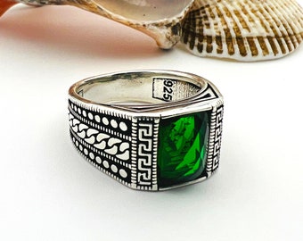 Green Stone Men Ring - Etsy