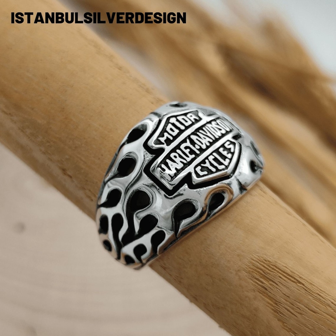 Harley Davidson Ring 925K Sterling Silver Ring Biker Silver - Etsy