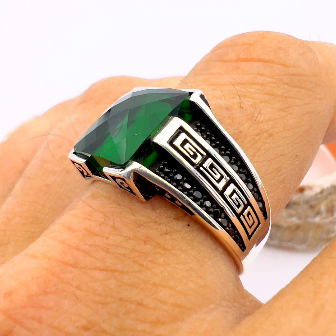 Mens Handmade Ring Green Emerald Men's Ring Minimalist - Etsy