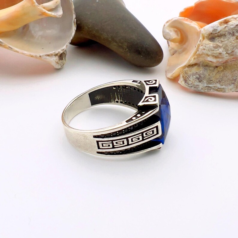 Mens Handmade Ring Blue Sapphire Men's Ring Minimalist - Etsy
