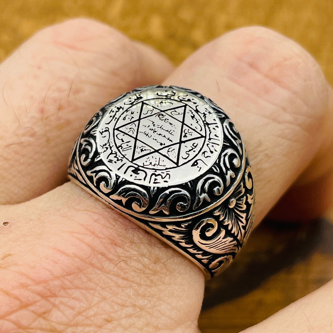 Seal of Solomon Silver Men's Ring, King Solomon David Ring, Turkish ...