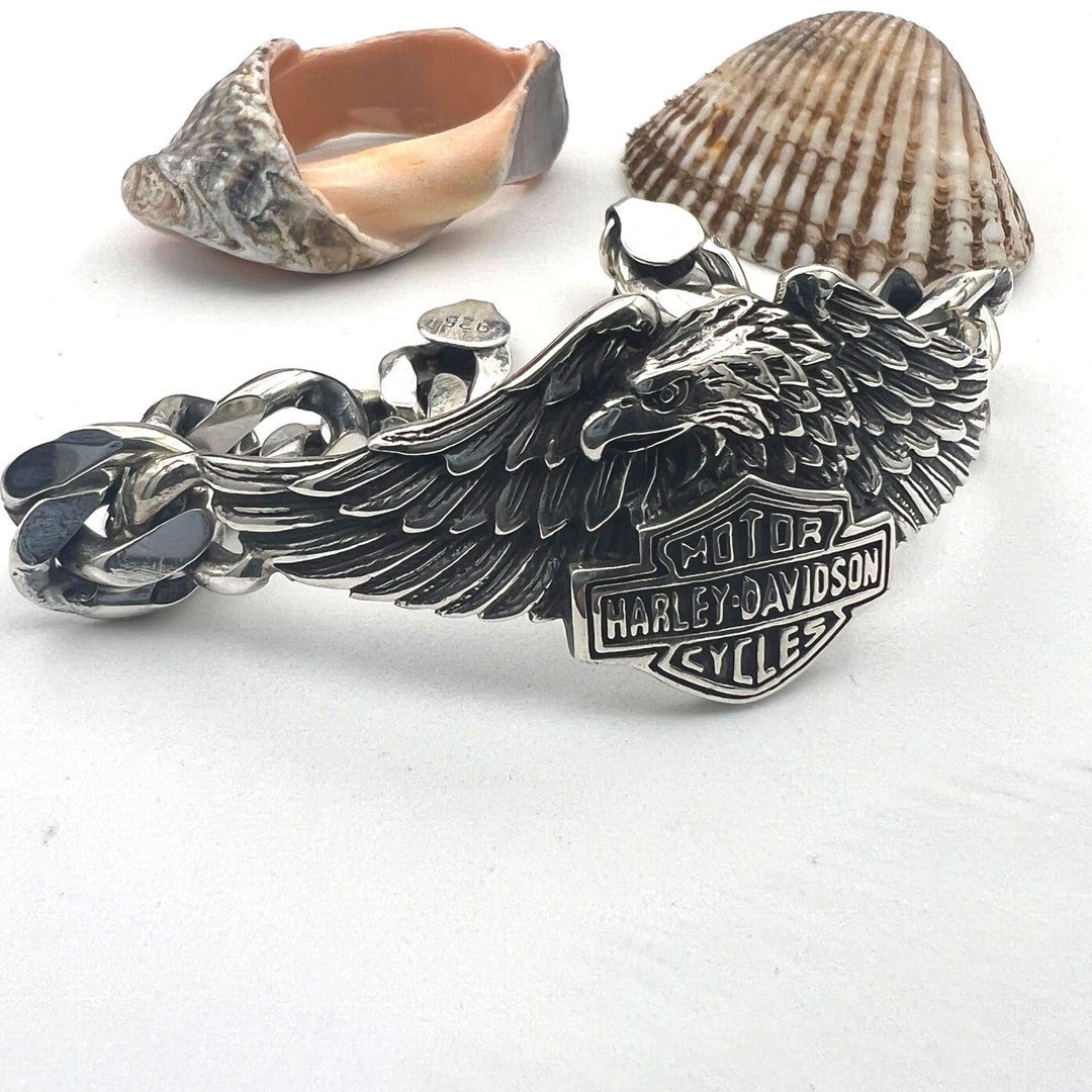 Harley Davidson Silver Bracelet Motorcycle Silver Bracelet - Etsy