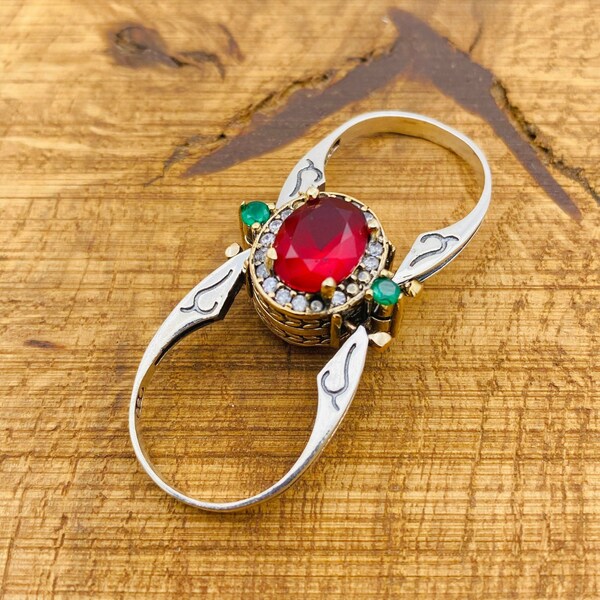 Ruby Emerald Ring - Etsy