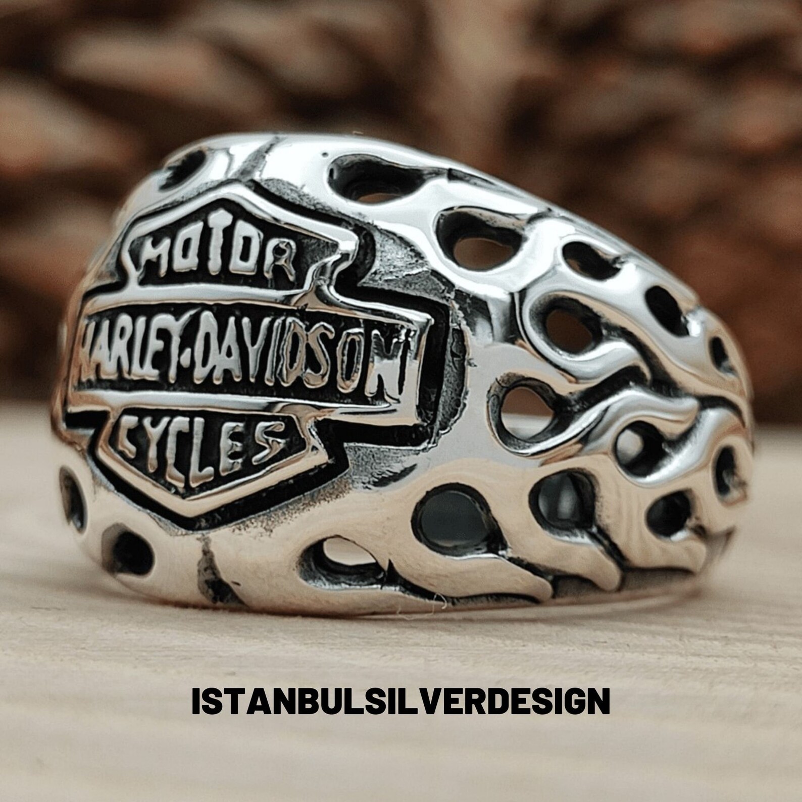Harley Davidson Ring 925K Sterling Silver Ring Biker Silver - Etsy