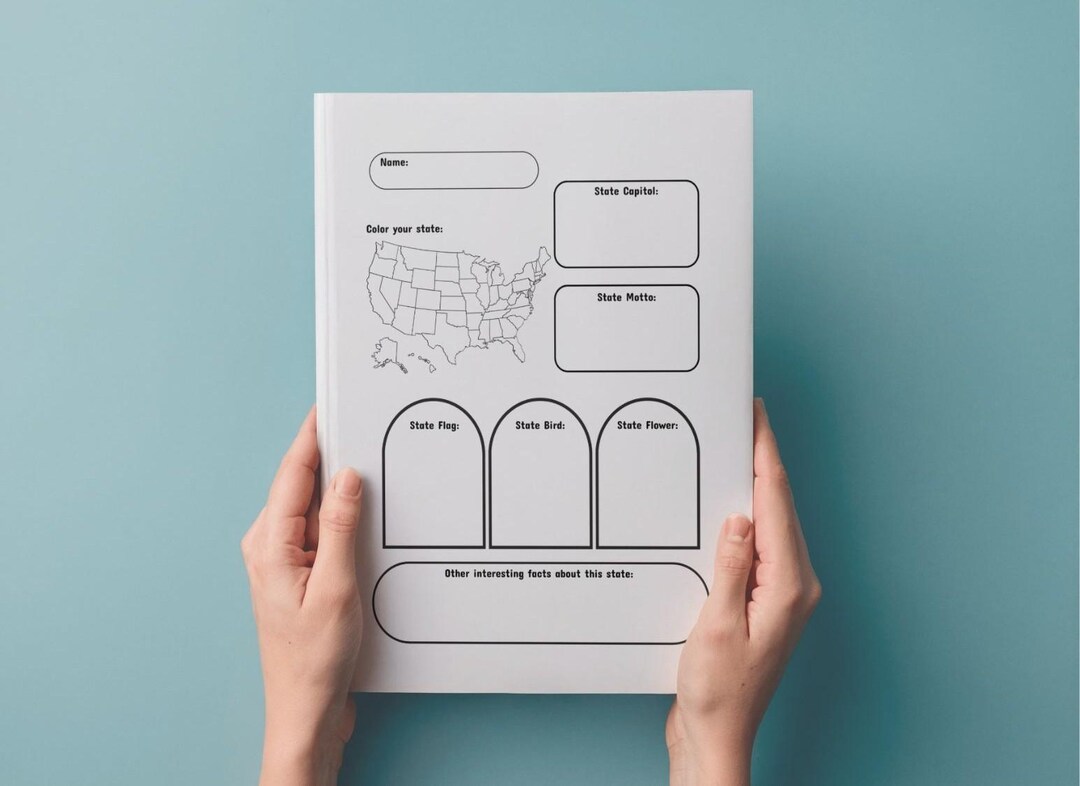 US State Research / Study Worksheet Printable Digital Geography School ...
