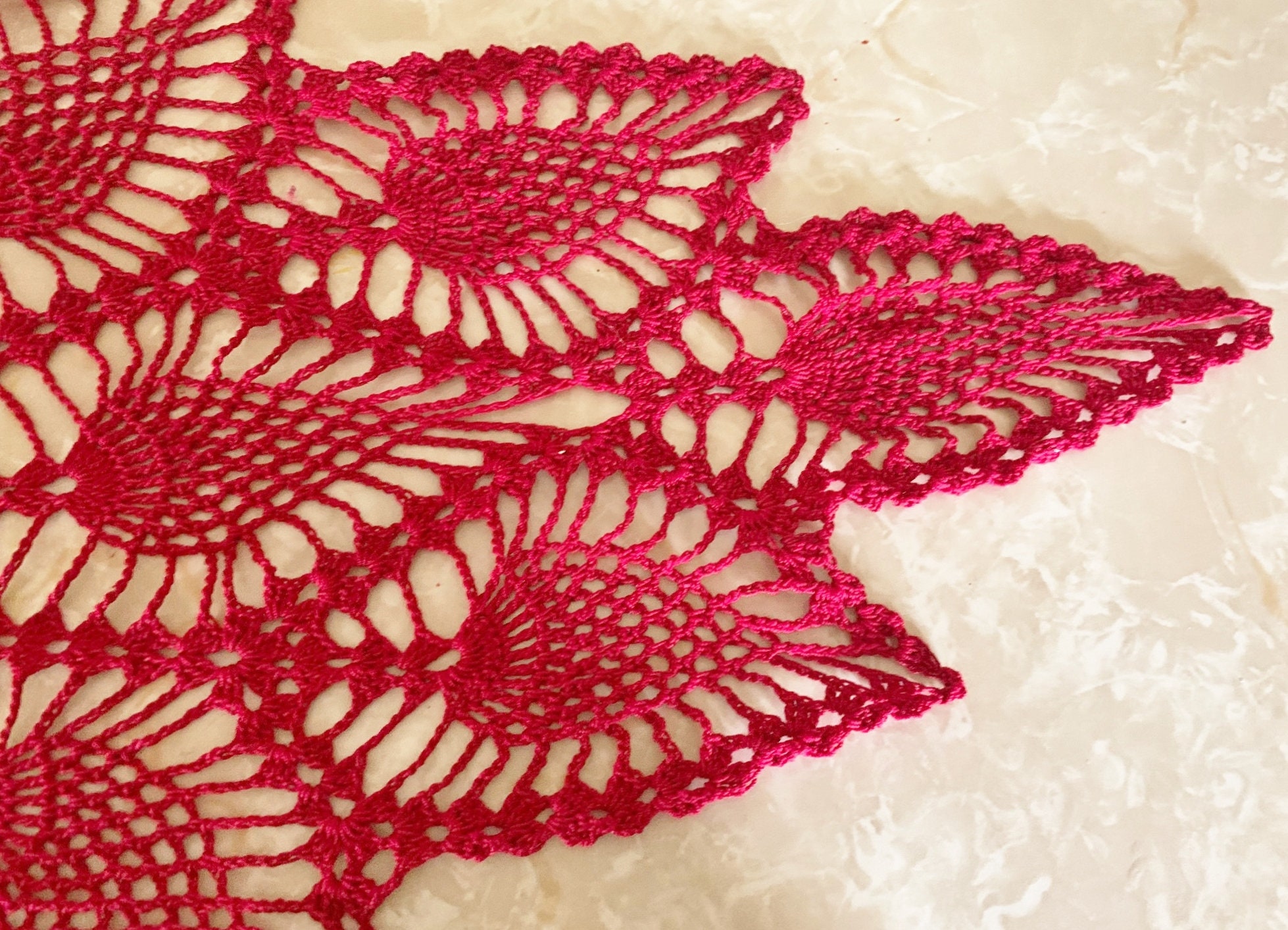Red Oblong Doily Red Pineapple Doily Linens Dollies Shabby - Etsy