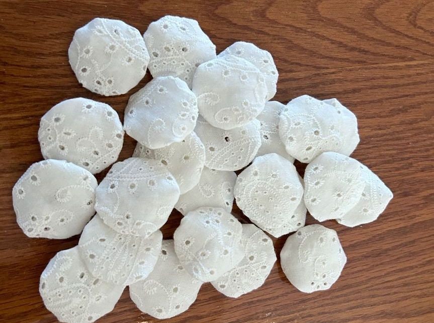 Fabric Eyelet Yo Yos White Yo Yos Handmade Farmhouse Look Shabby Chic ...