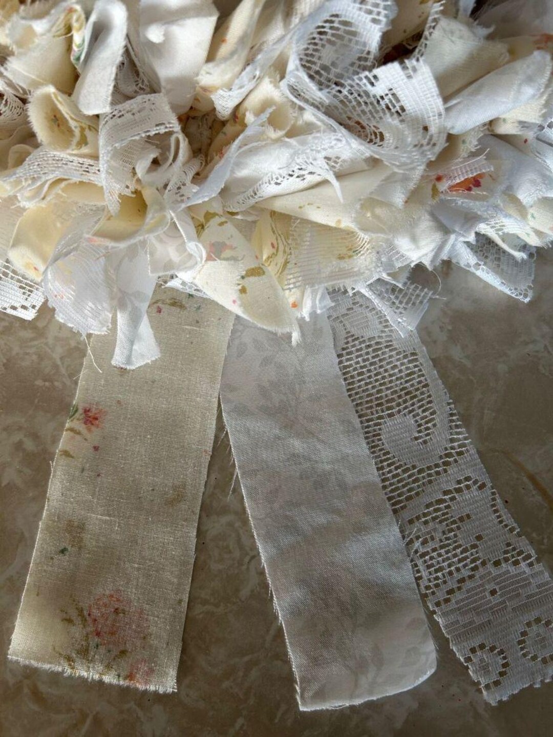 Handmade Rag Wreath: 20" Farmhouse Floral Cotton Fabric Wall Decor - Etsy