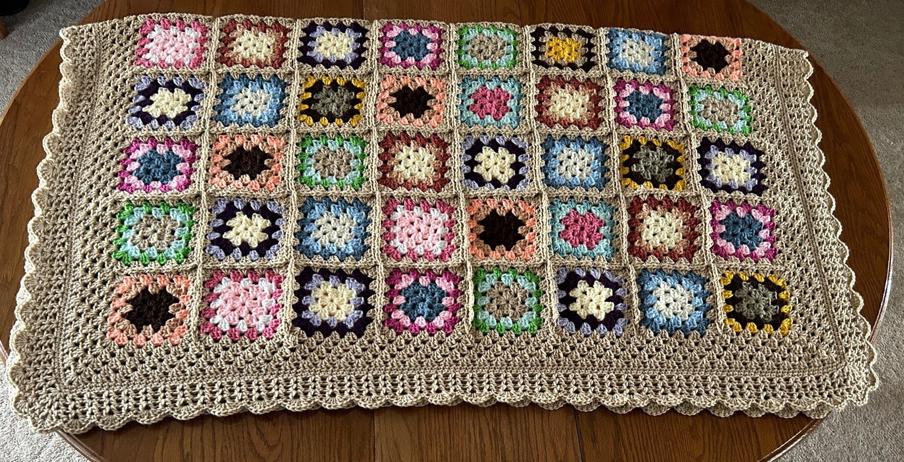 Handmade Crochet Granny Square Afghan: Multi Color Bed Throw - Etsy