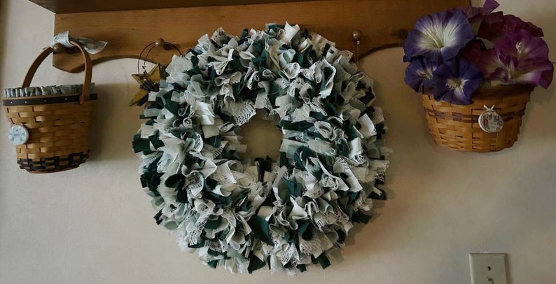 Rag Wreath Shabby Chic Wall Decor Wall Hangings Door Hangings Fabric ...