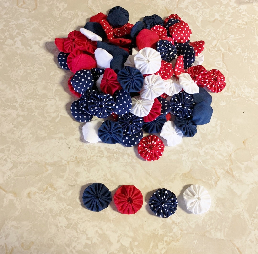 Yo Yos, Blue, White, Red, Red Dots and Blue Dots Yo Yos, Fabric Yo Yos ...