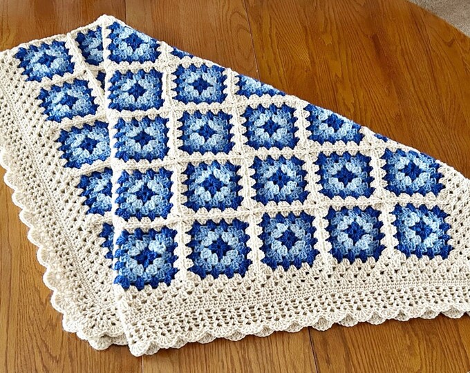 Blue Afghan, Crochet Bedding, Crochet Afghan, Handmade, Throws ...