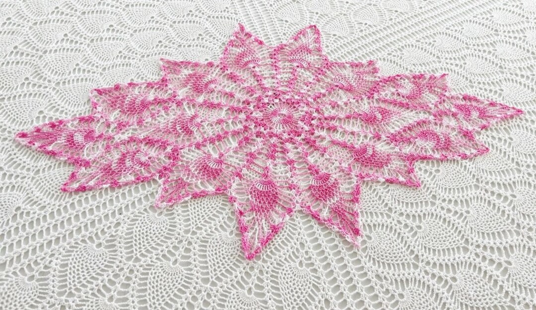 Pink Variegated Doily Pineapple Doily Oblong Doily Shabby - Etsy