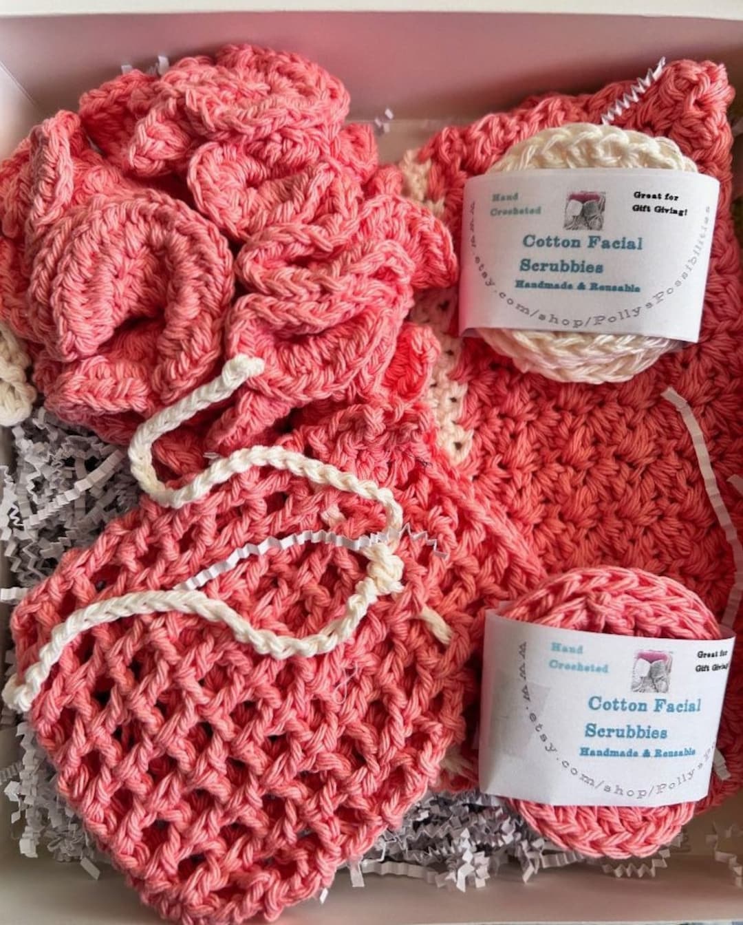 Crochet Rose Color Spa Set Handmade Facial Washcloth Face Scrubbies ...