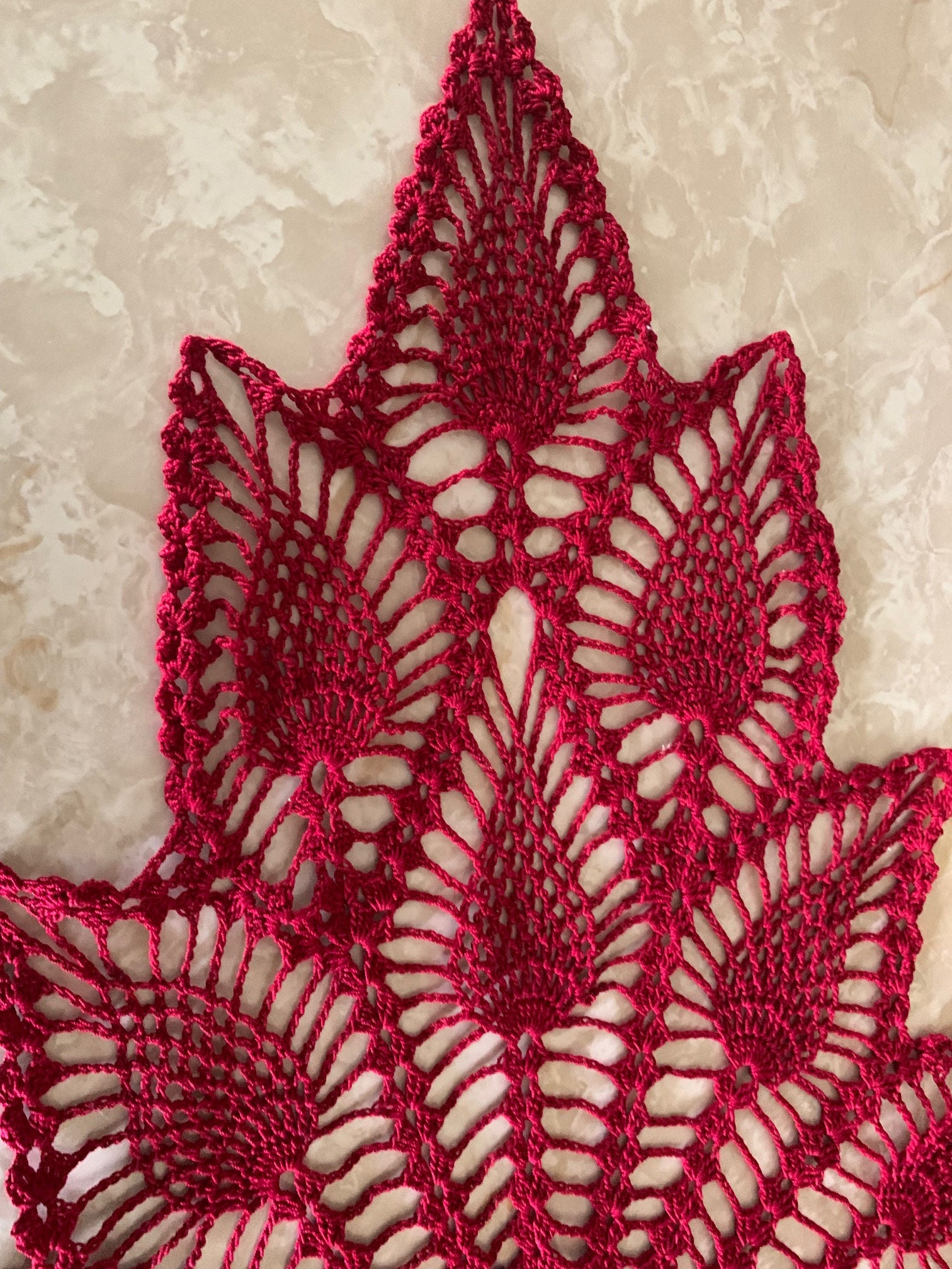 Red Oblong Doily Red Pineapple Doily Linens Dollies Shabby - Etsy