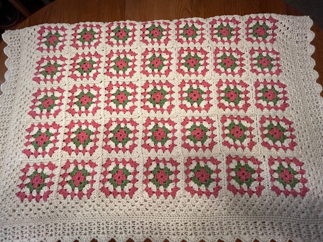 Rose Color Afghan Crochet Rose Afghan Granny Square - Etsy