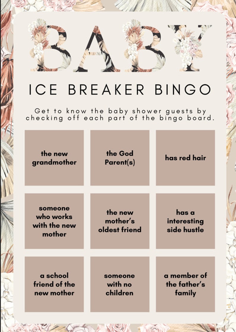 Bingo Baby Shower Game Cards Baby Bingo Game Cards Baby Shower Party ...