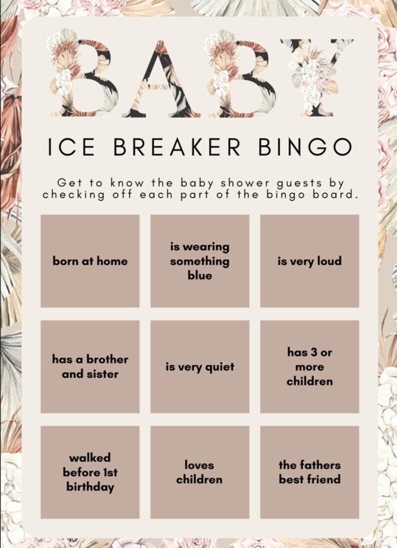 Bingo Baby Shower Game Cards Baby Bingo Game Cards Baby Shower Party ...