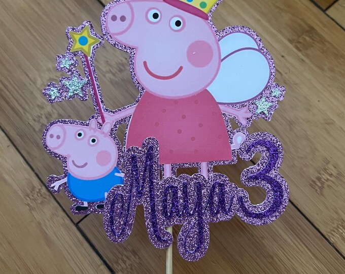 Peppa Pig Cake and Cupcake Topper Set - Etsy